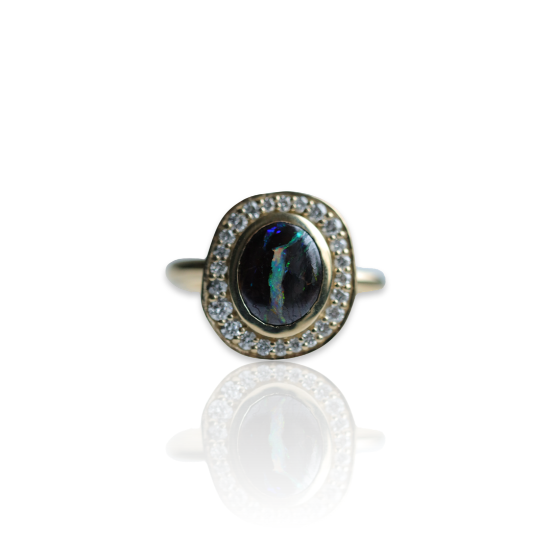 Opal Ring with diamonds – Kelly Jay Jewellery
